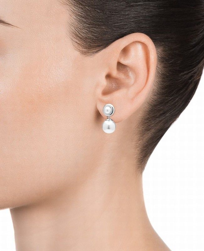 Pendientes largos de plata con perlas — Miralles Arévalo Joyeros