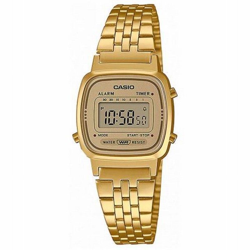Casio pequeno relógio digital em ouro com mostrador dourado — Miralles ...