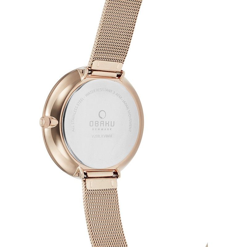 Reloj obaku de mujer en acero Ip rosado con esterilla — Miralles ...